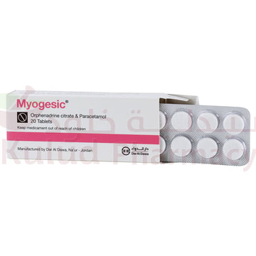 Myogesic Muscle relaxant -Tablet 20 GM | Kulud Pharmacy