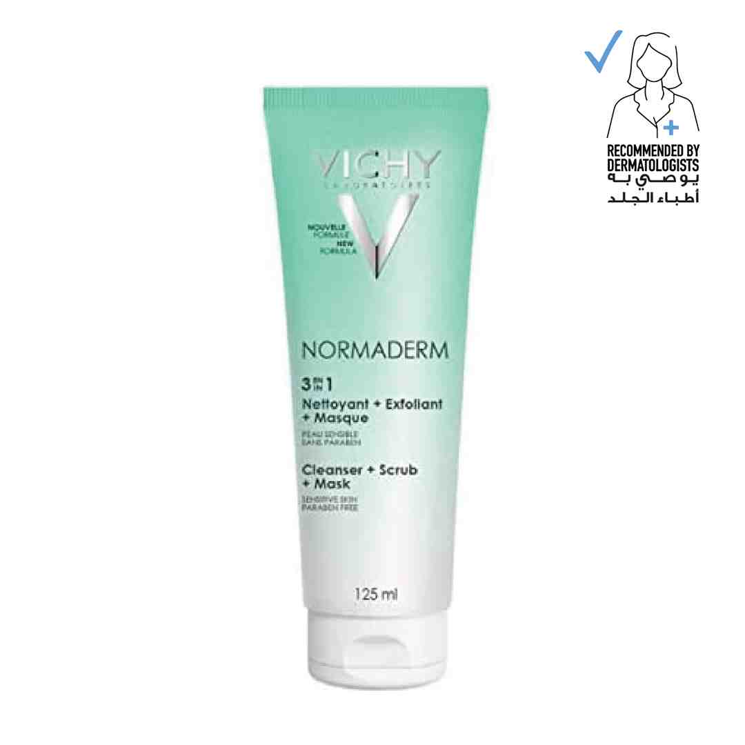 Vichy Normaderm 3 in 1 Cleanser, Scrub & Mask for Oily/Acne Skin with ...