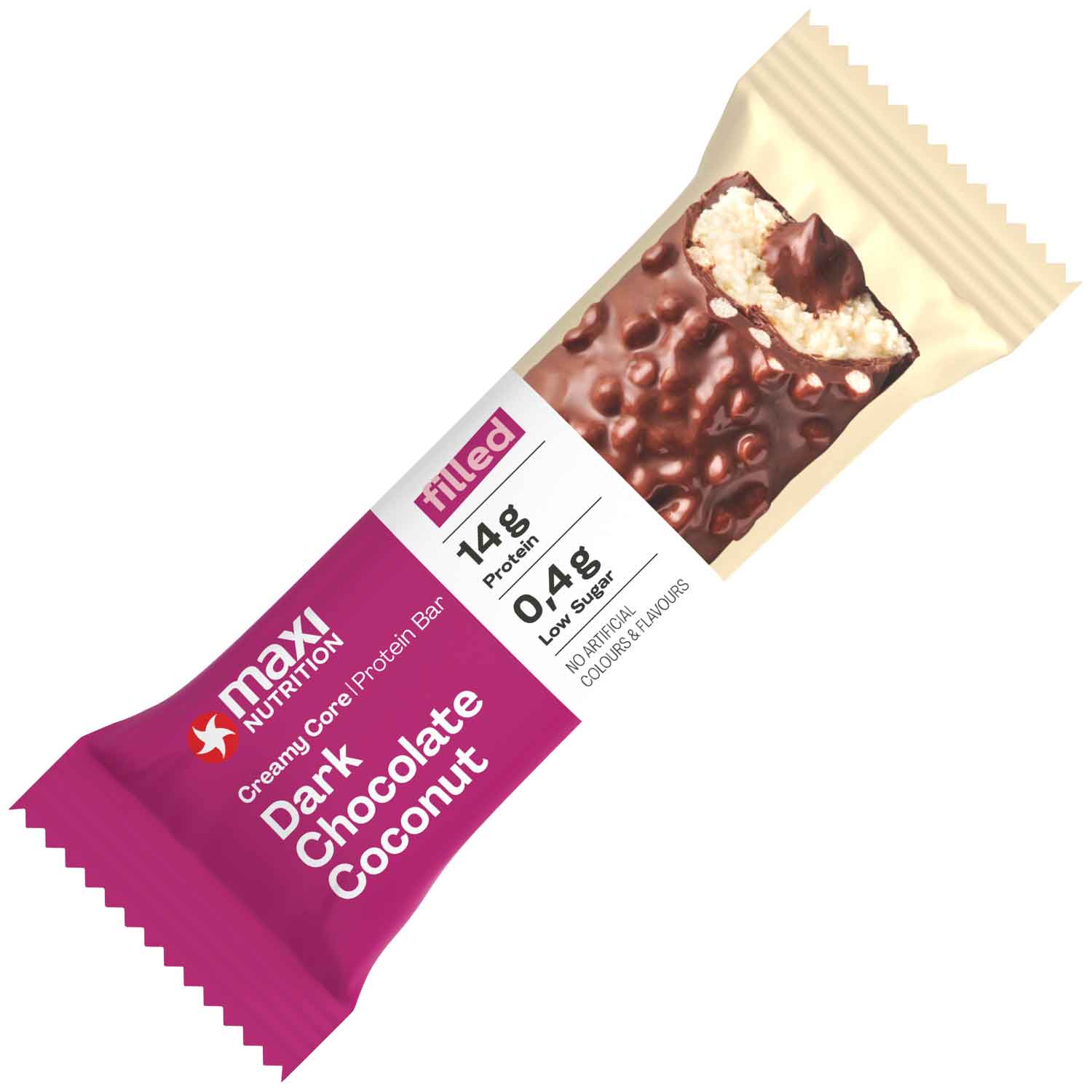 Maxi Nutrition Creamy Core Dark Chocolate Coconut 45g | Kulud Pharmacy