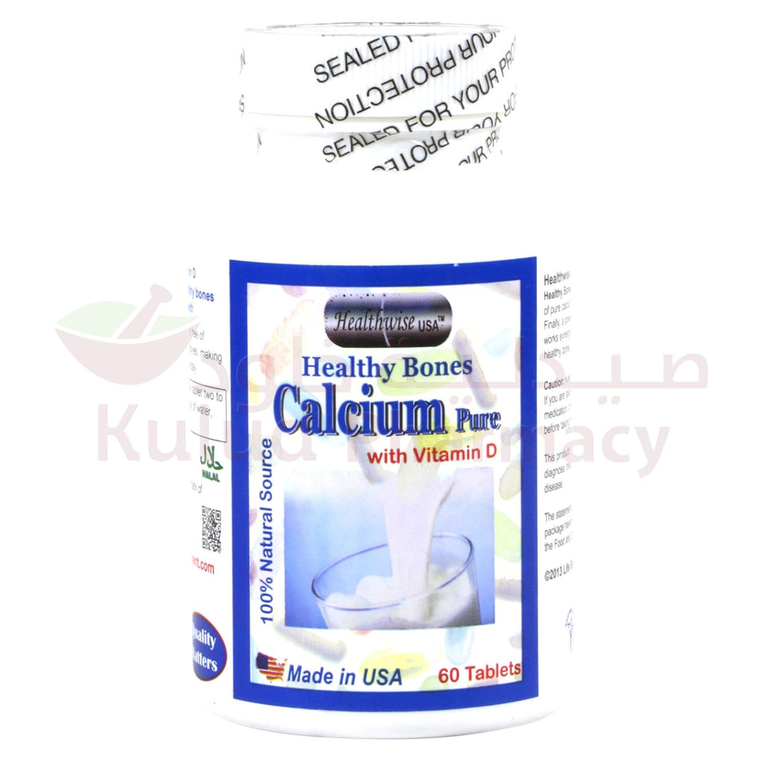 Healthwise Calcium Pure+Vitamin D Tablet 500 Mg 60 PC | Kulud Pharmacy