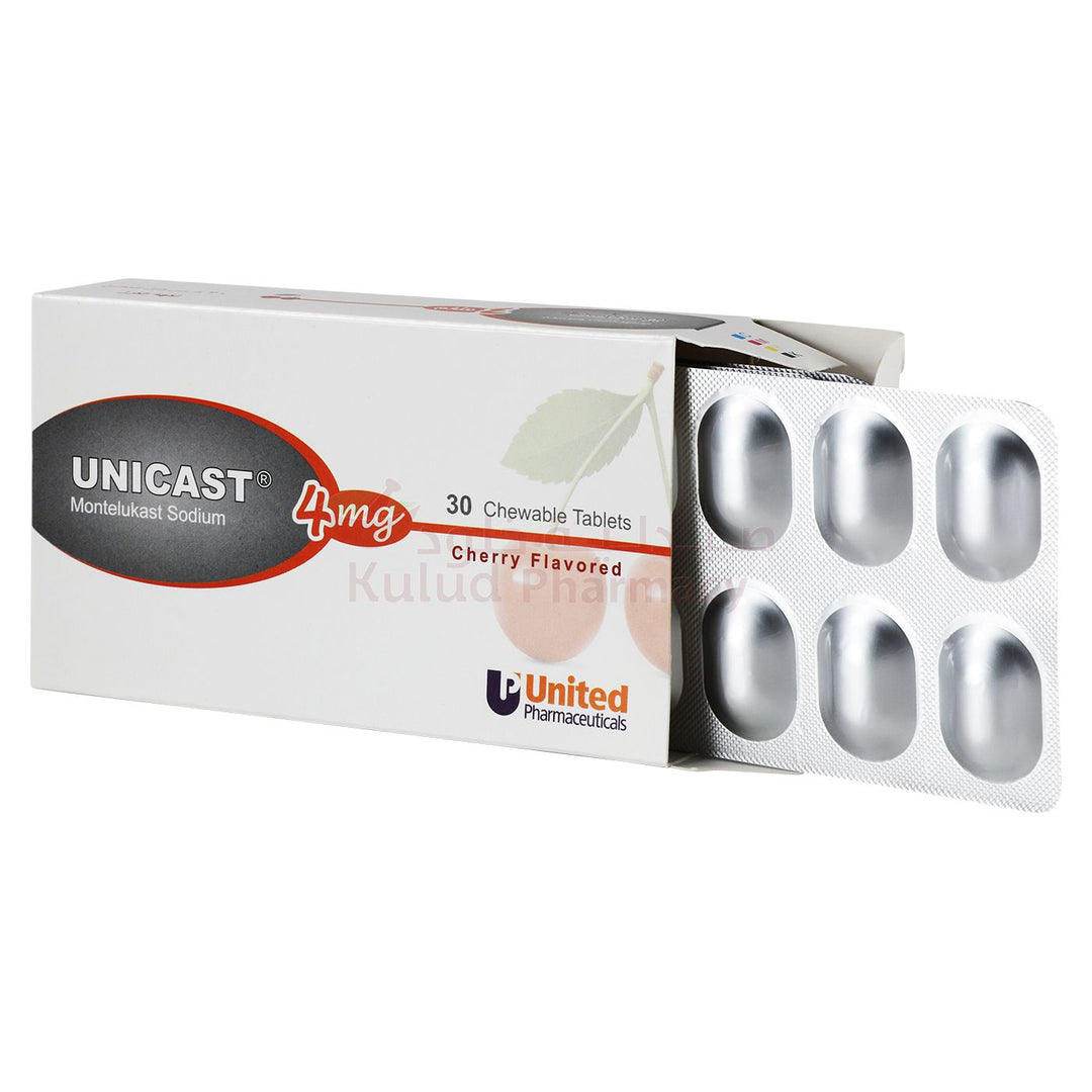 Unicast Chewable Tablet 4 Mg 30 PC | Kulud Pharmacy