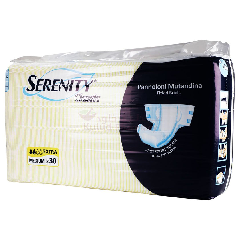 Serenity Fitted Brief Classic Extra Medium Adult Diaper 30 PC | Kulud ...