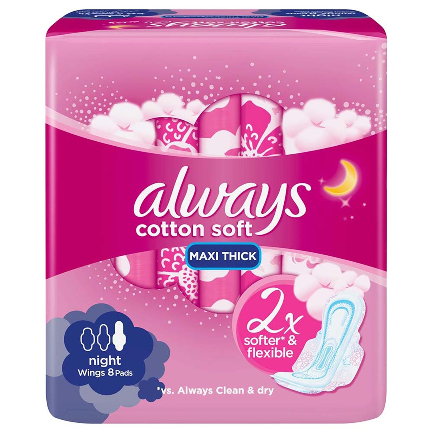 Always Thk Normal/Wings Night Premium Sanitary Pads 8 PC | Kulud Pharmacy