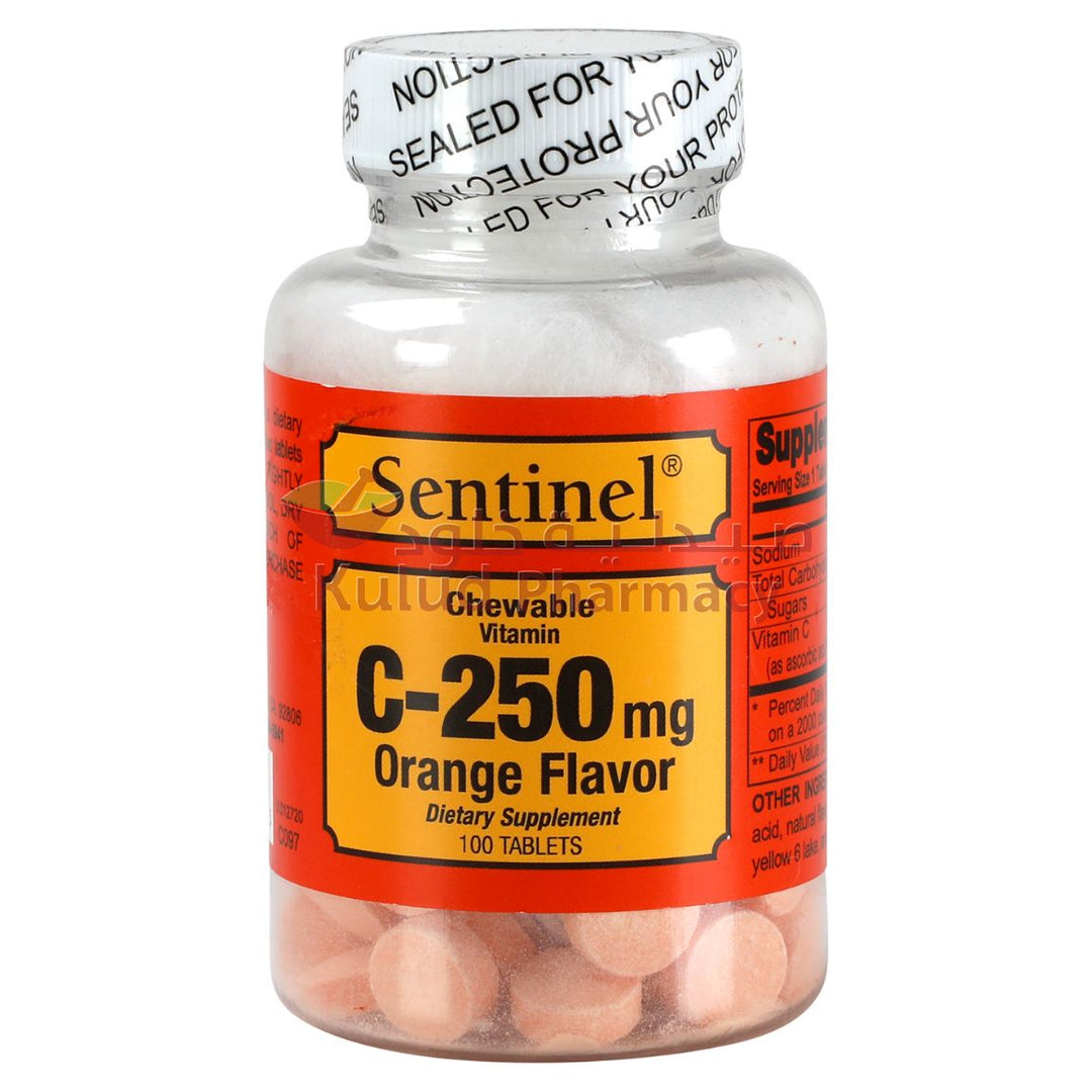 Sentinel Vitamin C Orange Chewable Tablet 250 Mg 100 PC | Kulud Pharmacy