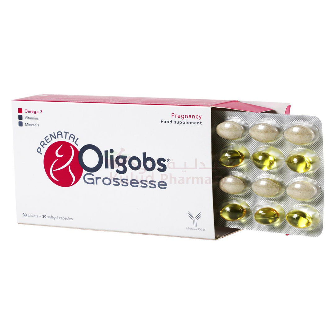 Oligobs Prenatal Omega-3 30 Tablets + 30 Softgel Caps Soft Gelattin ...