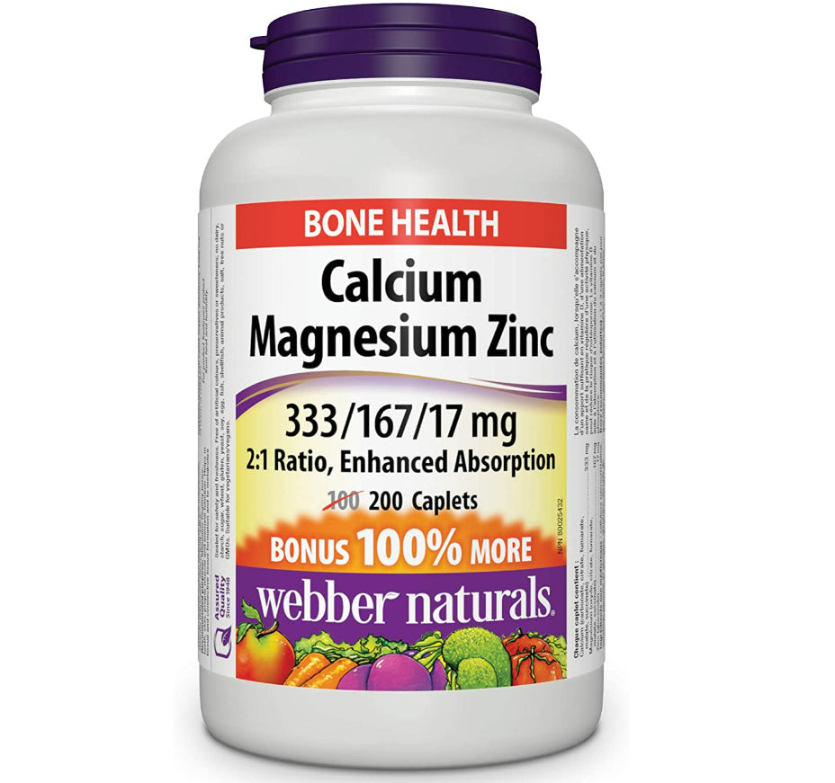 Webber Naturals Calcium Magnesium Zinc Caplet 200 CAP | Kulud Pharmacy