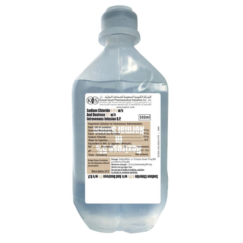 Ksp Sodium Chloride 0.9%+Dextrose 5% W/V Infusion 500ML | Kulud Pharmacy
