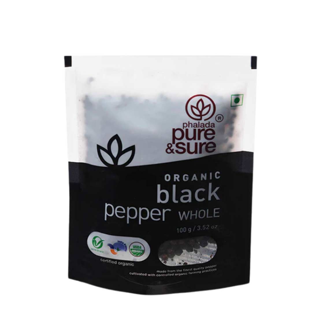 Pure and Sure Organic Black Pepper Whole-100Gms | Kulud Pharmacy