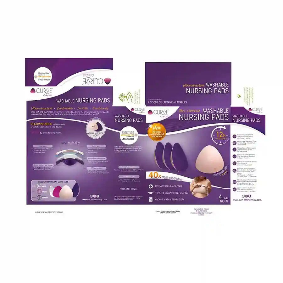Curve Essential Plus 4 Washable Nursing Pads Night (Purple) | Kulud ...