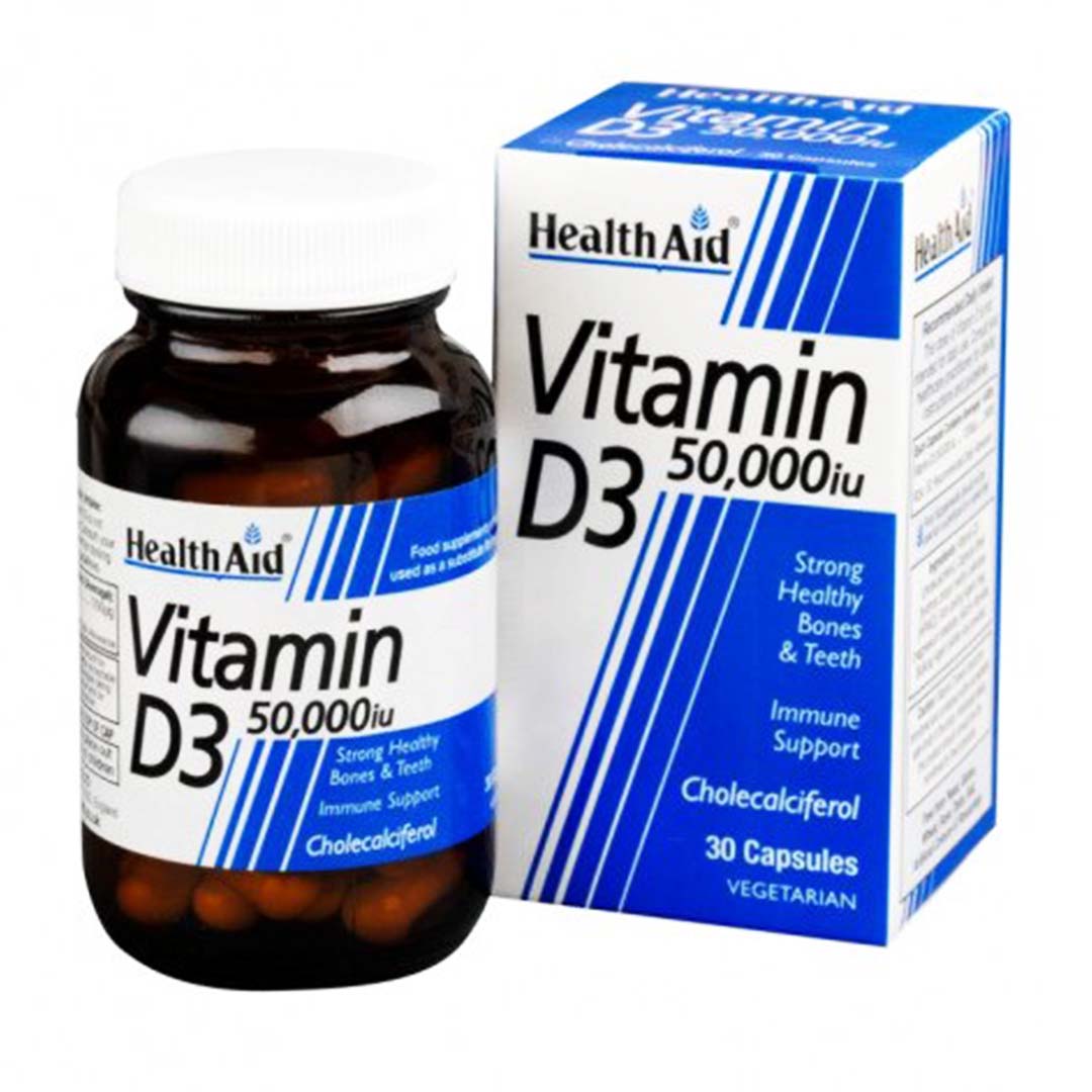 Health Aid Vitamin D3 Hard Capsule 50000 I.U 30 PC | Kulud Pharmacy