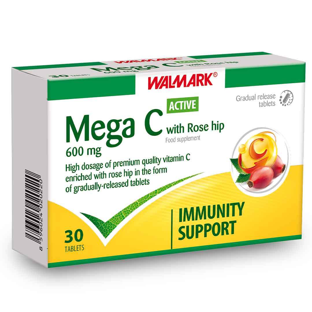 Walmark Mega C Active W/Rose Hip Tablet 600 Mg 30 Tab | Kulud Pharmacy